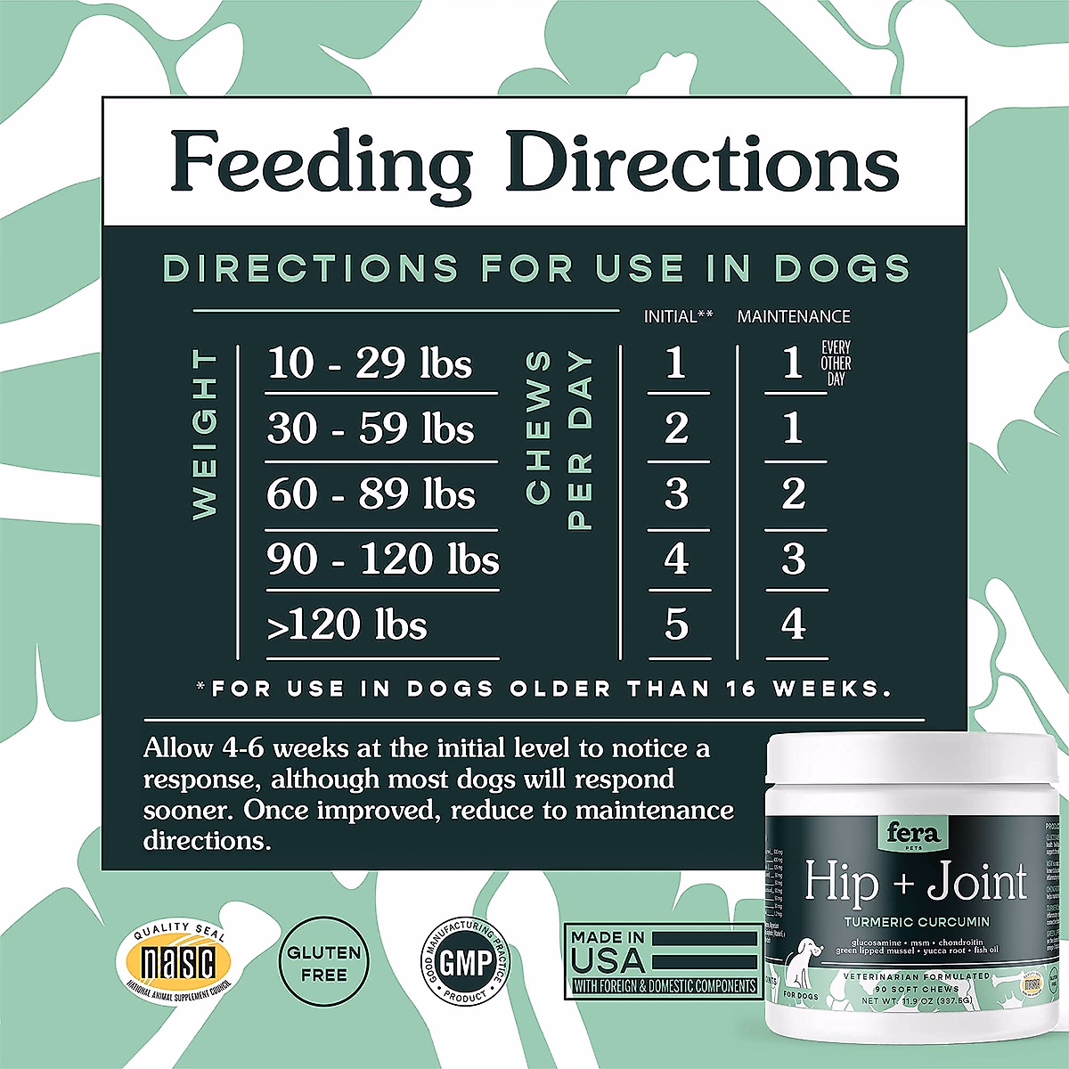 Fera Pets Probiotics and Hip & Joint Supplements for Dogs Bundle – All Natural Probiotics Powder with 5 Billion CFUs per Scoop – Joint Care and Health Support Chewy Dog Treats (90 Soft Chews)