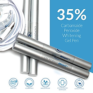 California Bright Smart Teeth Whitening Home Kit with 16X LED Light Mouthpiece, 4 Whitening Gel Pens, Portable Case and Dental Shade Guide – Smartphone & USB Compatible