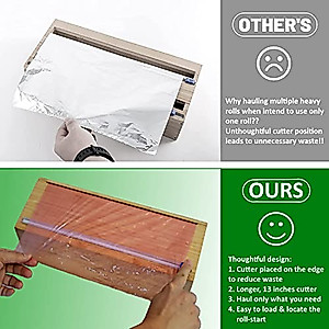 Vacuum Sealer Bag Roll Dispenser with Cutter incl 32 ft 11" Bag Roll - Reusable & Large Bamboo Vacuum Bag Dispenser Fits Most 50 ft Food Saver Bags Rolls - Perfect for Big 12" Rolls of Plastic Wrap, Aluminum Foil and Wax Paper