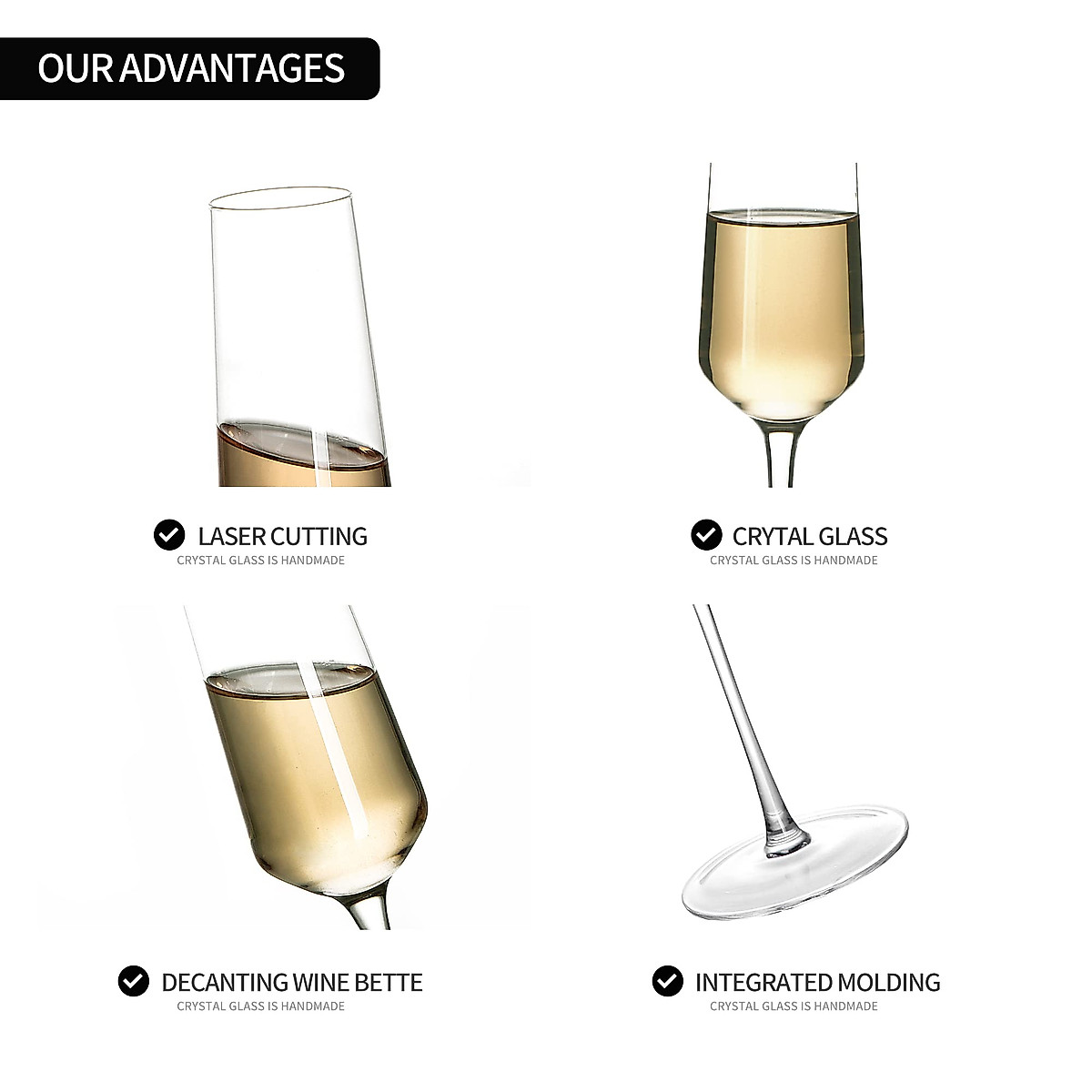 MACLETON Champagne Flutes Set of 4, Premium Stemmed Crystal Champagne Glasses – Exquisite Craftsmanship – Ideal for Home Bar, Special Occasions