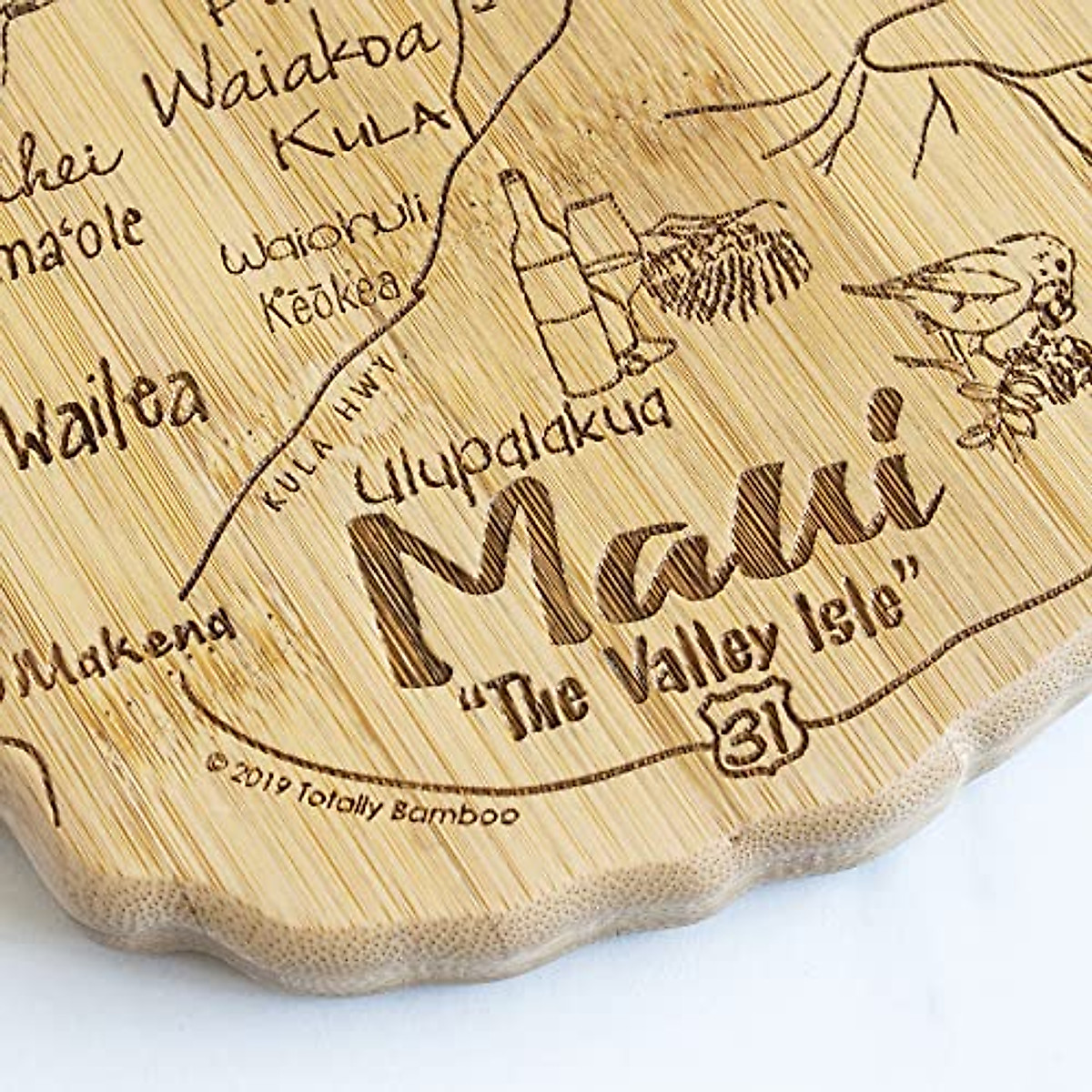 Totally Bamboo Destination Maui Serving and Cutting Board, Includes Hang Tie for Wall Display