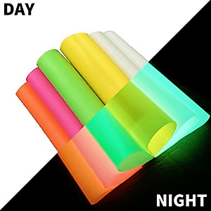 SHOYISI 3D Puff Glow in The Dark Heat Transfer Vinyl Luminous Fluorescent Color HTV Puff Vinyl 6 Sheets 12"x10"for Heat Press T Shirt…