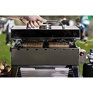 Camco Grill-Stow N Go 125 Portable Propane Gas Grill with Push Button Igniter, Temperature Gauge, and Storage Bag for RV, Tailgating, and Camping