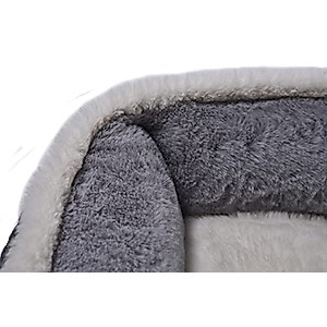 Dog Bed for Small Dogs,Cute Cat Bed for Indoor Cats,Washabel Super Soft Durable Kitten Bed and Puppy Bed, Anti-Slip & Water-Resistant Bottom,Luxury Square Grey Small aninal Bed