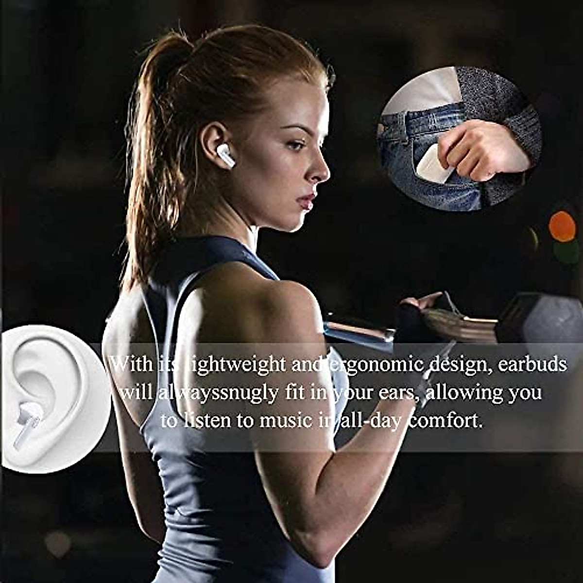 ENYOUW Wireless Earbuds Bluetooth 5.0 Bluetooth Earbuds Headphones with Touch Control and Charging Case,IPX5 Sweatproof for Work Home Office