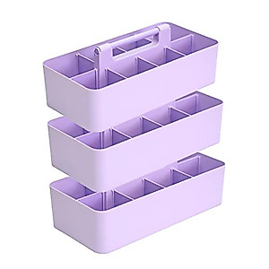 Enjoy Organizer -Large Portable Caddy, DIY Dividers, 8 Compartments, School Office Supplies Home Business Basket with Handle Storage Modern Made in USA (3 PACK, Lavender)