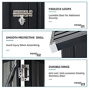 Verano Garden 5'x3' Outdoor Storage Shed, Galvanized Metal Steel Garden Shed W/Lockable Door, Small Waterproof Storage Shed for Backyard, Patio, Lawn (5' x 3',Black)