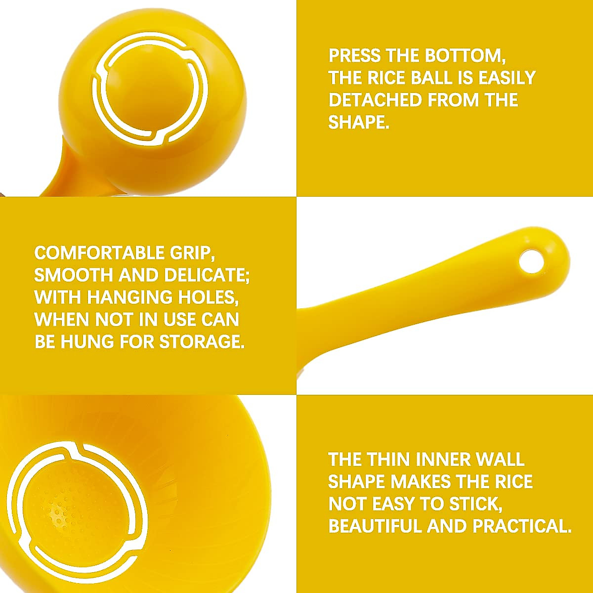 DOERDO 2PCS Plastic Rice Paddle Food Service Spoon Semicircular Rice Ball Spoon for Rice Mashed Potato, Sushi Making Tools