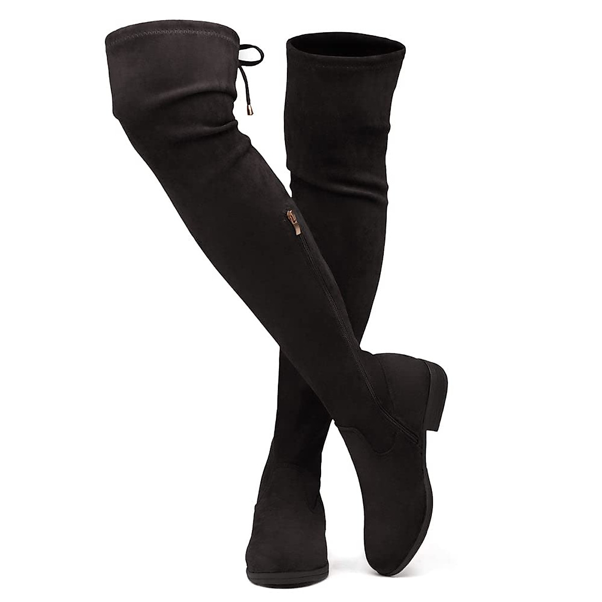Herstyle Secret Obsession Women's Over the Knee Boots Thigh High Stack Heel Long Stretch Fall Riding Boots, Black, Size 8.0