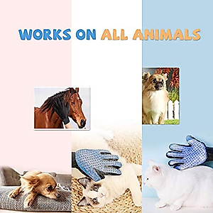 ADORAMBLING Pet Grooming Gloves for Dog Cat Gentle Deshedding Brush Glove Efficient Pet Hair Remover Glove for Dogs Cats with Long or Short Fur Massage Mitt with 259 Silicone Tips 1Pair