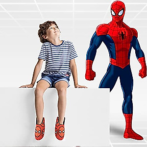 Marvel Spiderman Toddler Slippers, 2 Pack Toddler Socks, Fuzzy Babba House Slipper Socks for Boys, Spiderman Toddler Socks for Boys