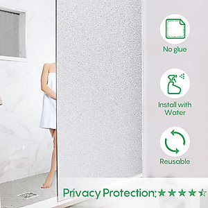 Coavas Window Privacy Film Frosted Glass Window Clings Bathroom Door Window Coverings Day and Night Privacy Peel and Stick Sun Blocking Decorative Frosting Home Window Tint (35.4 x 118.1 Inch, Pure)
