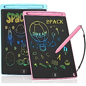 2 Pack LCD Writing Tablet Drawing Writing Board Erasable Doodle Pad Toy for Kids Learning Education 8.5 inch Blue and Pink