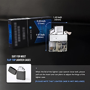 Coldown Butane Lighter Insert, Windproof Gas Lighter with Dual Torch Jet Flame Adjustable and Fuel Refillable, Unique Gifts for Men (Fuel No Included)