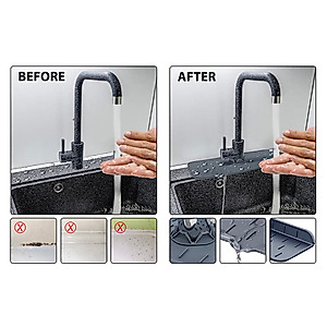 1 Pcs Grey Silicone Faucet Handle Drip Catcher Tray - Drip Catcher for Sink Faucet – Kitchen Faucet Drip Mat - Sink Faucet Splash Guard - Faucet Pad - Counter Faucet Mat - Silicone Sink Protector !