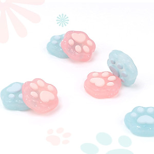 GeekShare Soft Silicone Cat Paw Thumb Grip Caps, Compatible with Nintendo Switch/OLED/Switch Lite - 4PCS (Glitter)