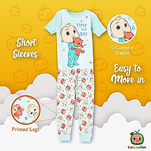 CoComelon Boys’ 4-Piece Snug-Fit Cotton Pajamas Set, Time for Bed, 5T