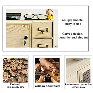 OOCCO Desktop Drawer Cabinet,Flat File Cabinet,Wooden Desktop Storage Box with Lockable Drawers,Wooden File Cabinet/Data Cabinet,for Monitor Stand/Printer Platform