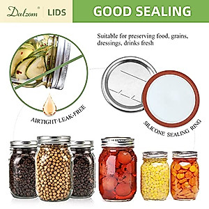 Dalzom® 48Pcs Canning Lids with Rings Regular Mouth, Premium Mason Jar Lids with Bands/Rings for Regular Mouth Ball, Kerr Jars - Food Grade Material, 100% Fit & Airtight for Regular Mouth Mason Jars