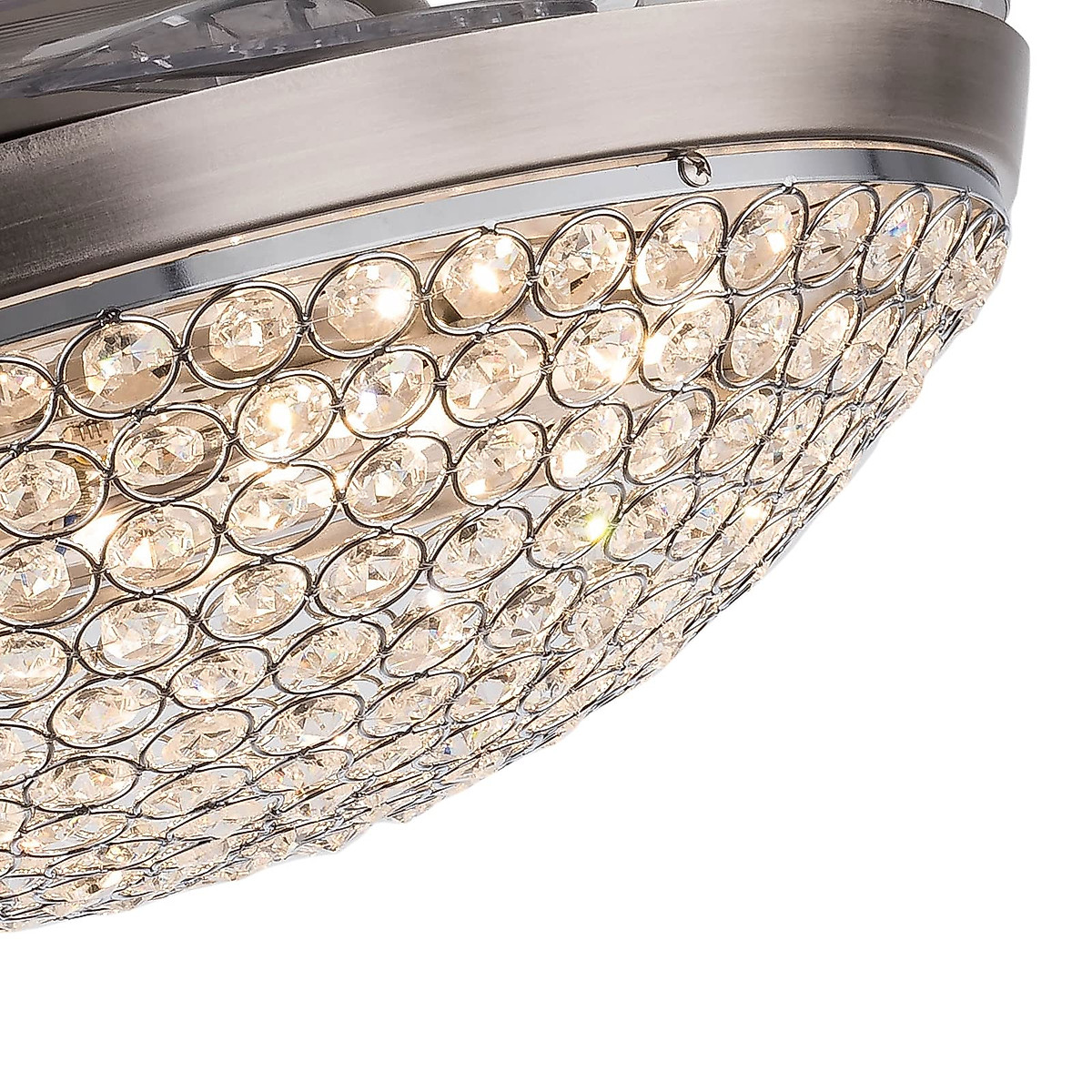 GDNTMU Ceiling Fan with Lights Remote Control 42 inch, Modern Ceiling Fan Chandelier Invisible 4 Retractable Blade with 3 Light Color Changes and 3 Speeds for Dining/Living Room Bedroom