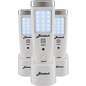 BLUETECH Avalon LED Flashlight Night Light for Emergency Preparedness, Portable Unit with Motion Detection,Power Failure Light, ETL Approved Blackout Light- 3 Pack, White