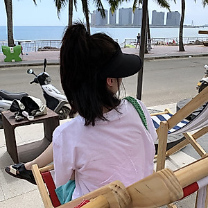 Cloth Covered Slip-On Visor [233] Sun Sports Visor Hats One-Size Adjustable Cap Black