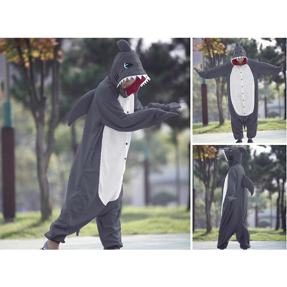 WOTOGOLD Animal Cosplay Costume Gray Shark Unisex Adult Pajamas Gray,X-Large