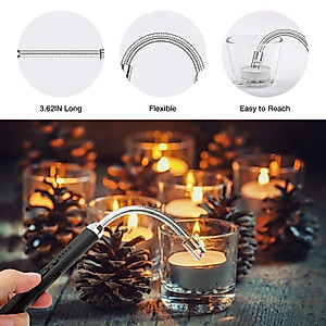 LcFun Candle Lighter 2 Pack, USB Rechargeable Lighter, Plasma Arc Electric Lighter with 360°Flexible Neck Long Lighter, Windproof Flameless Lighters for Candles, Fireworks, BBQ (Black & Pink)