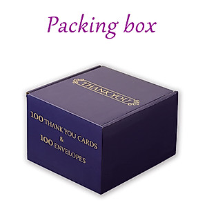 Bonfasvo 100 Pack Blue Thank You Cards & 100 Pack White Envelopes 4.25 x 6.25 inches Elegant Fold Over Greetings Blank Inside, Handwritten Style For Business Graduation Baby Shower & Wedding