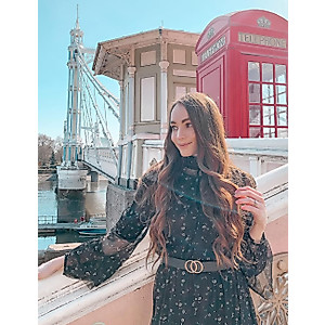 Earnda Women's Leather Belt Fashion Soft Faux Leather Waist Belts For Jeans Dress Black X-Small