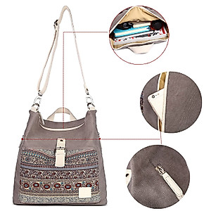 Backpack Purse Set Women Ladies Fashion Casual Lightweight Shoulder Bag Wallet Travel Daypack (Gray with Wallet)