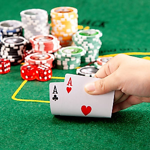 ZOOCEN Classic Poker Chips Set 11.5 Gram Chips, 2 Decks of Playing Cards Poker Set