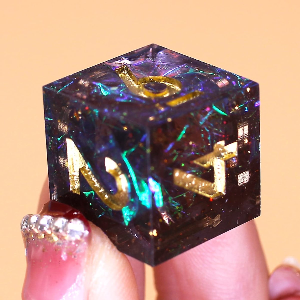 Mini Planet Galaxy Dark Single D6 Dice for TTRPG Dungeons and Dragons and Other Role Playing Game Iridescent Holographic Dice Sharp Edge Dice D6 Galaxy Dark D6