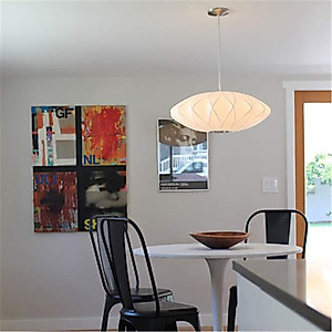 RUNNUP North Europe Designer Fabric Saucer Pendant Light Creatiion Postmodernism Ceiling Fixtures Hanging Lighting Lamp for Coffee Shop Teahouse Dining Room, 15.75''