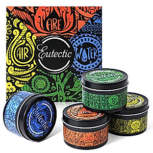 Eutectic Scented Colorful Tin Aromatherapy Candle Gift Set | Zodiac Sign Collection Candles Bulk | 3.5 Oz Natural Soy Wax with Jasmine, Sea Breeze, Ocean, and Forrest Fragrance Small Candles