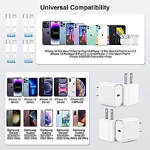 for iPhone Charger Fast Charging MFi Certified USB C for iPhone Charger Block with iPhone Charging Cord 4Pack USBC Lightning Cables for iPhone 14/13/12/11/X/SE/8/7/Pro Max/Pro/Mini/Plus