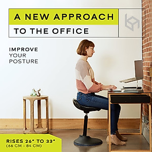 BonVIVO Standing Desk Chair - Ergonomic Chair for Tall Office Desks w/ Back Support and Handles for Posture and Balance - Work from Home High Stool - Black