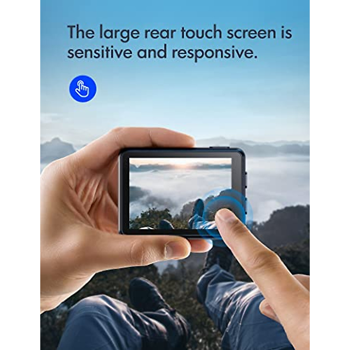 WOLFANG GA200 24MP 4K Action Camera 40M Waterproof Underwater Camera for Snorkeling, EIS WiFi Adjustable Wide Angle Dual Screen Camera for Vlog, Webcam(Charger, Remote Control and Helmet Accessories)