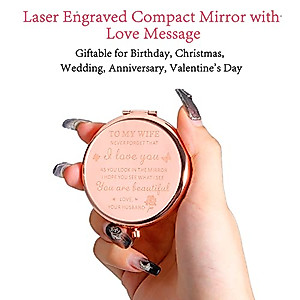 Birthday Gifts for Wife I Love You Wife Gift Rose Gold Compact Mirror Wife Christmas Gift Ideas Valentines Day Gifts for Her Stocking Stuffers for Women Wedding Gifts for Wife Romantic Bride Gifts