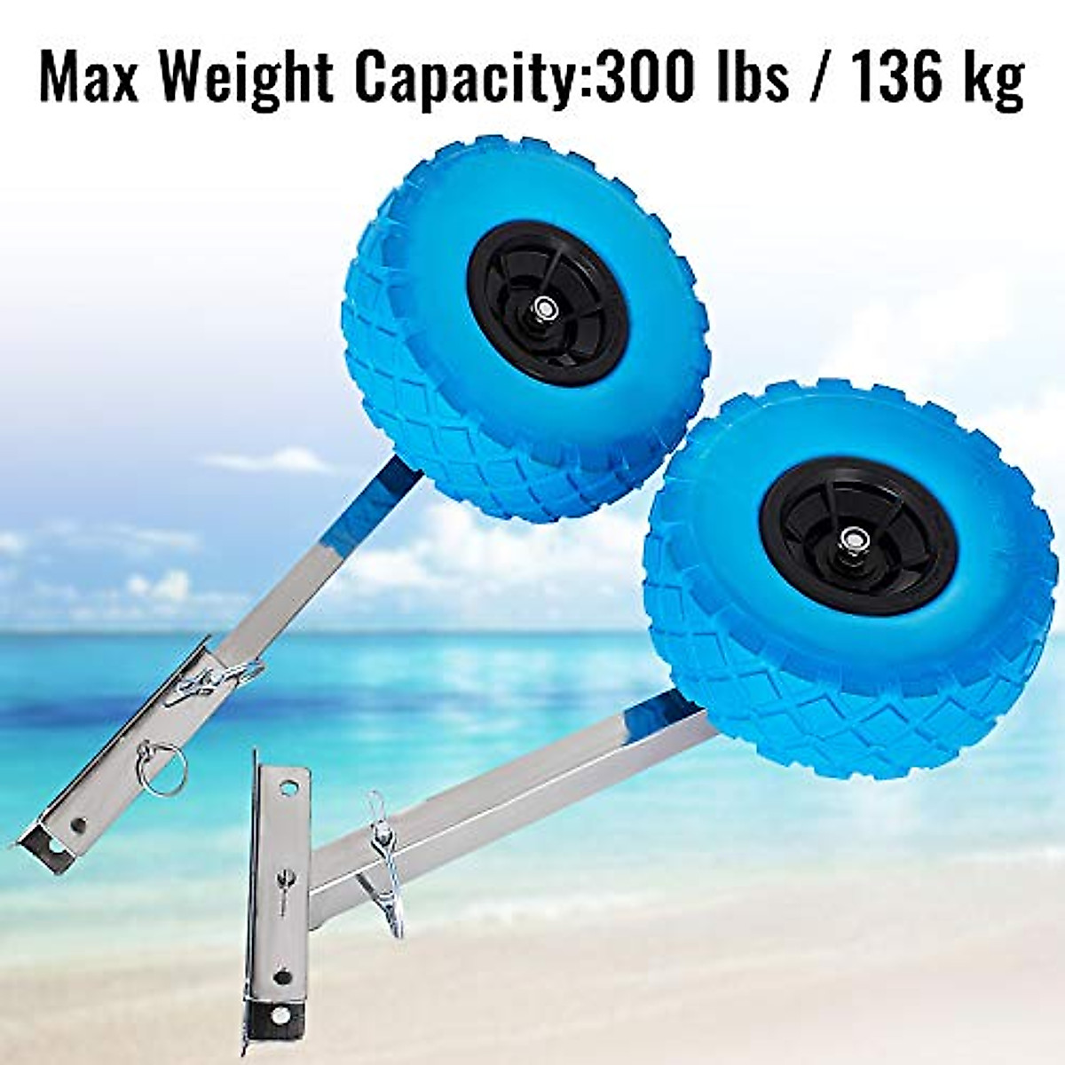 Bestauto Boat Launching Wheels Stainless Steel Transom Launching Wheel Dolly Stainless Steel for Inflatable Boat