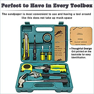 Sand Paper, 45 Pack 120 to 5000 Grit Sandpaper Wood Wet Dry Waterproof Abrasive Sandpaper Assortment Sheets with Sanding Block Sander for Automotive Car Metal Polishing Finishing 9х3.6 Inch