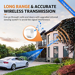 Driveway Alarms Wireless Outside Weatherproof - Motion Sensor Alarms System Motion Detector Plug-in Receiver Loud Chimes Security Alert Monitor System 500FT Long Range Outdoor Alarms Detection
