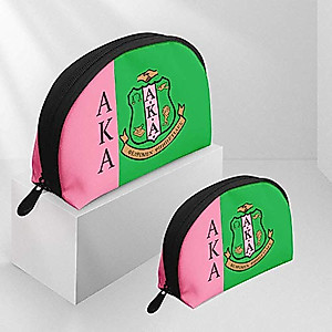 Syifasya Alpha Kappa Alpha 2 Pcs Cosmetic Bags Travel Makeup Bag Portable Clutch Pouch Set Women Handbag with Zipper Shell Toiletry Storage