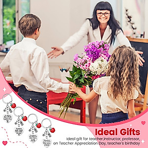 Kigeli 16 Pieces Teacher Appreciation Gift Teacher Keychain Heart Shape Pendant Key Chain Graduation Back to School Christmas Thank You Gift for Teacher