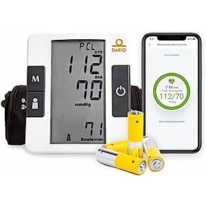 Dario Blood Pressure Monitor for Home Use Gen1 Automatic Machine, Large Adjustable Arm Cuff (8.75-16.5inch), Smart Bluetooth App & Carry Case