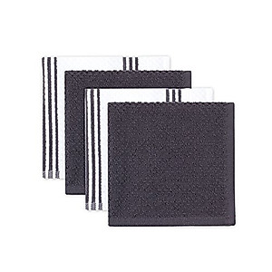 Kitchen Towels Dishcloths Oven Mitts and Pot Holders Set of 9, Oeko-Tex 100% Cotton Terry Dish Towels & Dish Cloths, Non-Slip Silicone, Gray