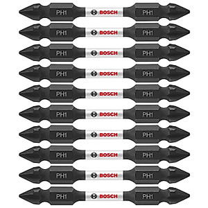 BOSCH ITDEPH125B 10-Pack 2-1/2 In. Phillips #1 Impact Tough Double-Ended Screwdriving Bits
