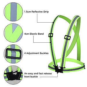 Reflective Vest, 2-Pack Reflective Gear High Visibility Suspenders Safety Lightweight Straps with Elastic & Adjustable Holes, 360° Hi-Vis Running Vest for Running, Jogging, Hiking, Cycling, and More