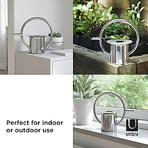 Umbra Quench Stainless Steel Watering Can, Pot for Outdoor or Indoor Plants, Medium