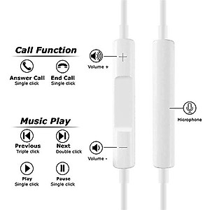 Wired Earbuds Earphones for iPhone 12 Pro with Microphone and Volume Control, Active Noise Cancellation Earbuds Earphones in Ear Headphones Compatible with iPhone 8/8plus X/Xs/XR/Xs max/11/12/pro/se